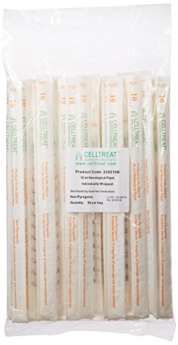 Celltreat 229210B Serological Pipet, 10mL Capacity, Sterile, Individually Wrapped/Bag (Case of 200)