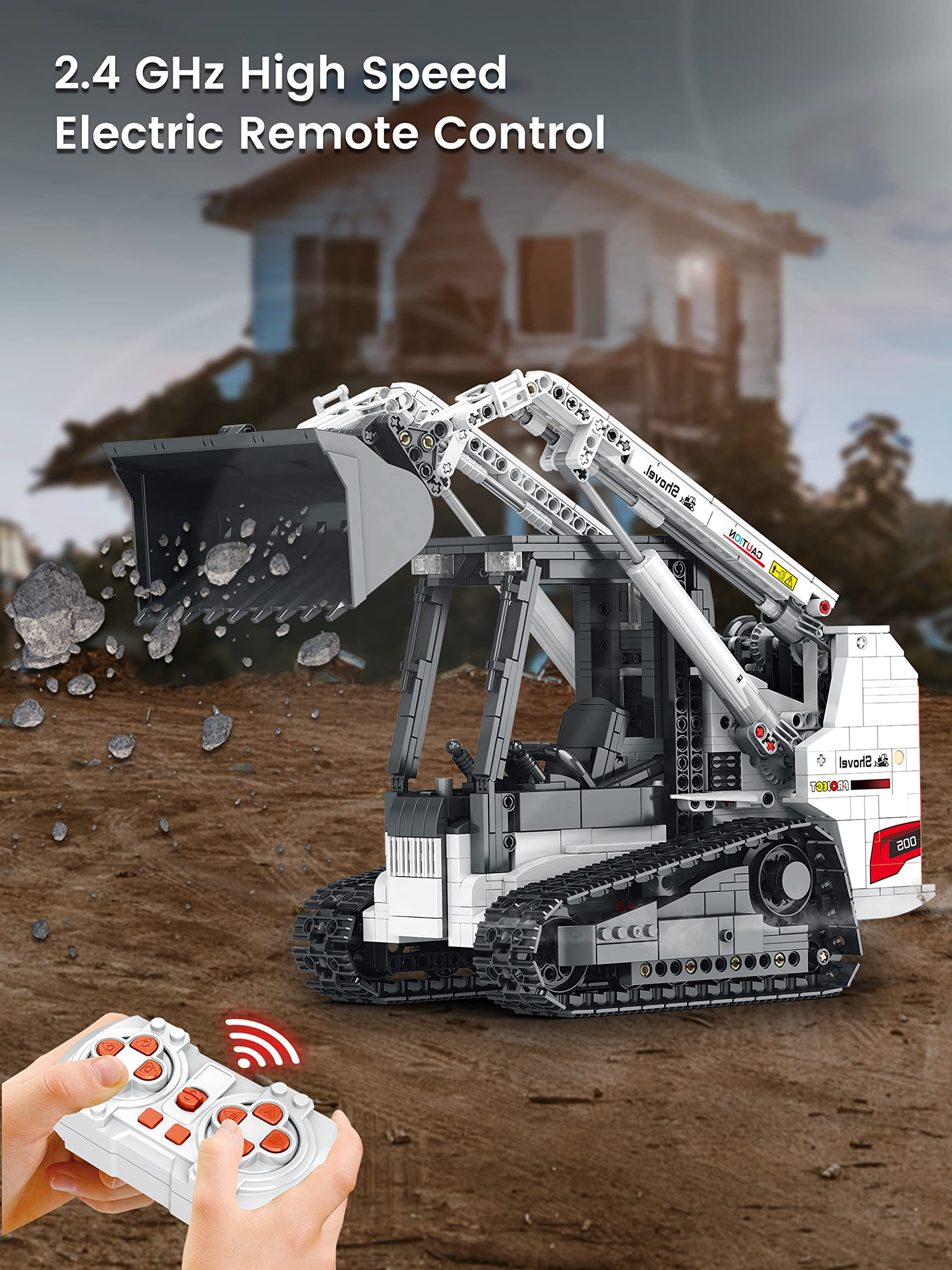 AmazingBlock Reobrix 22004 Technic Loader Building Blocks Set, Remote & APP Dual Control Track Loader Building Toy, 2023 New Auto Vehicle Model Building Kit, Creative DIY Birthday Gift for Kids Adult