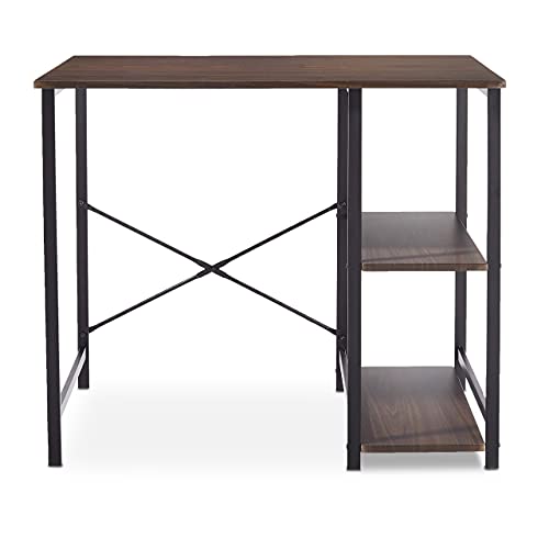 Amazon Basics Classic Home Office Computer Desk with Shelves, 29.5 x 19.6 x 35.5 Inches, Espresso