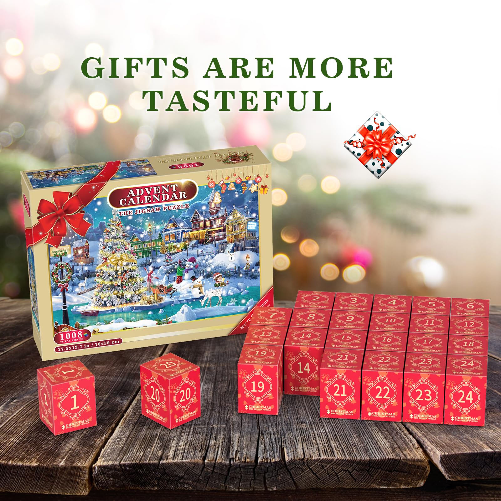 Advent Calendar 2023 Jigsaw Puzzle - 24 Boxes Packing 1008 Pieces Holiday Puzzle for Adults and Kids - Christmas Countdown Puzzles Gift