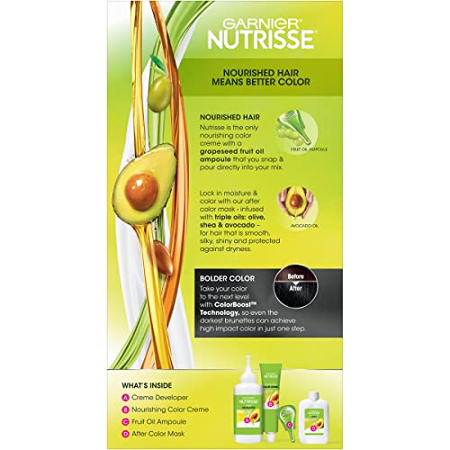 Garnier Hair Color Nutrisse Ultra Color Nourishing Creme, BL11 Jet Blue Black (Black Currant) Permanent Hair Dye, 1 Count (Packaging May Vary)