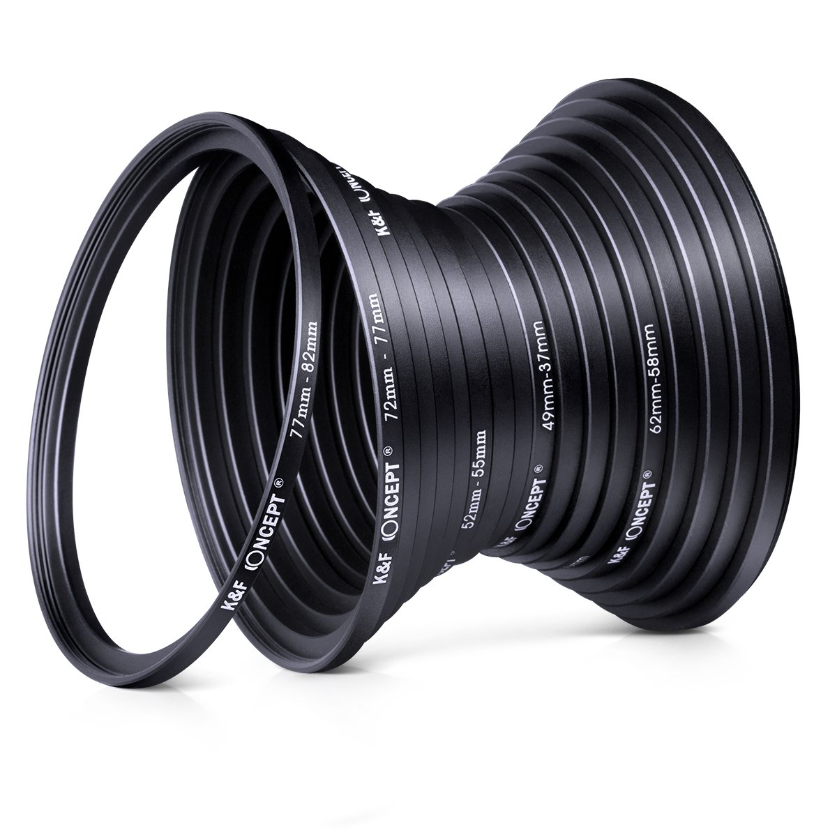 82mm Variable ND2-400 Lens Filter & 18 Pcs Filter Adapter Rings, 1-9 Stops Adjustable Neutral Density Filter and Filter Up & Down Filter Adapter Ring Kit