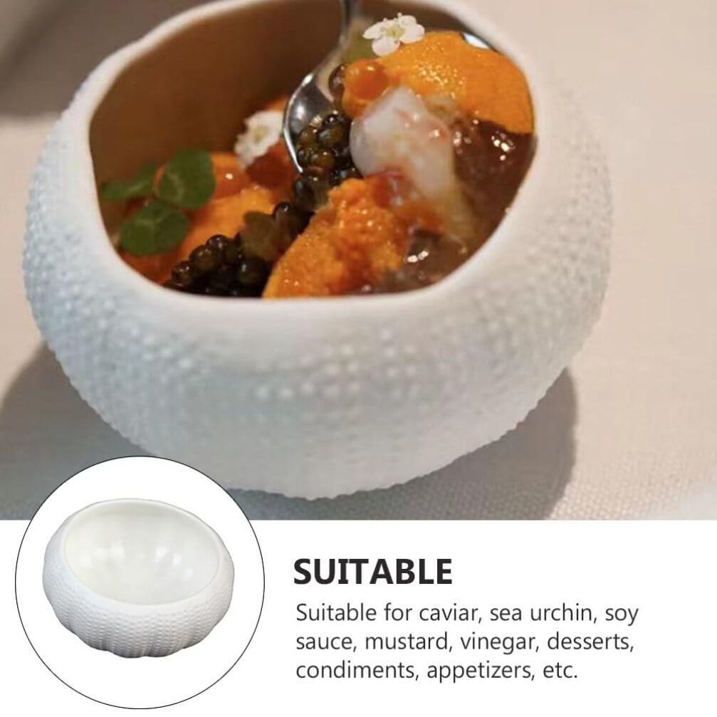 Angoily Ceramic Sea Urchin Bowl 2pcs Small Seasoning Bowl Kitchen Dipping Dish Restuarant Serving Bowl for Nuts Sauce Caviar Appetizer Ice Cream Snack Side Dishes Yogurt