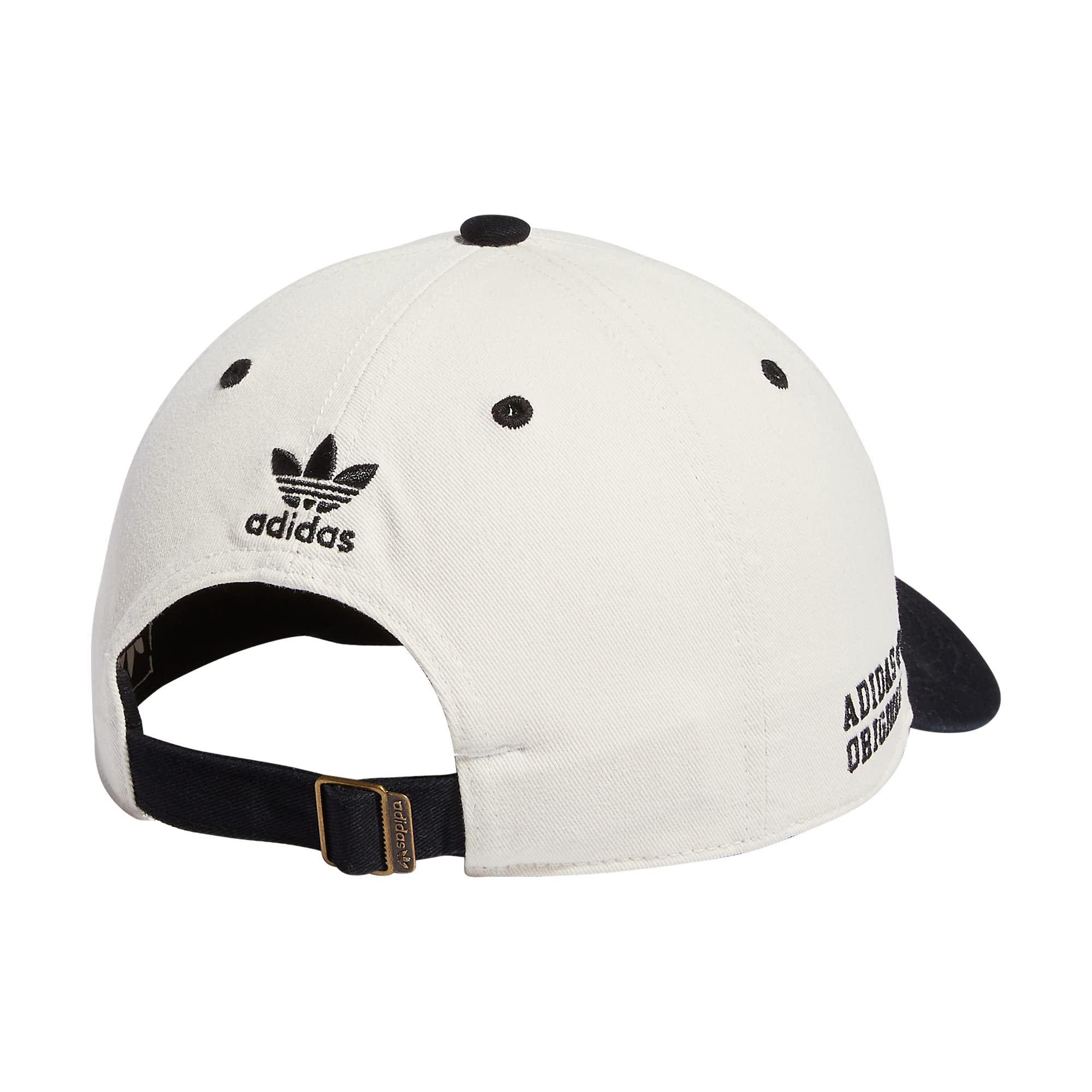 adidas Originals Men's New Prep Relaxed Adjustable Fit Washed Cotton Hat, Wonder White/Black, One Size