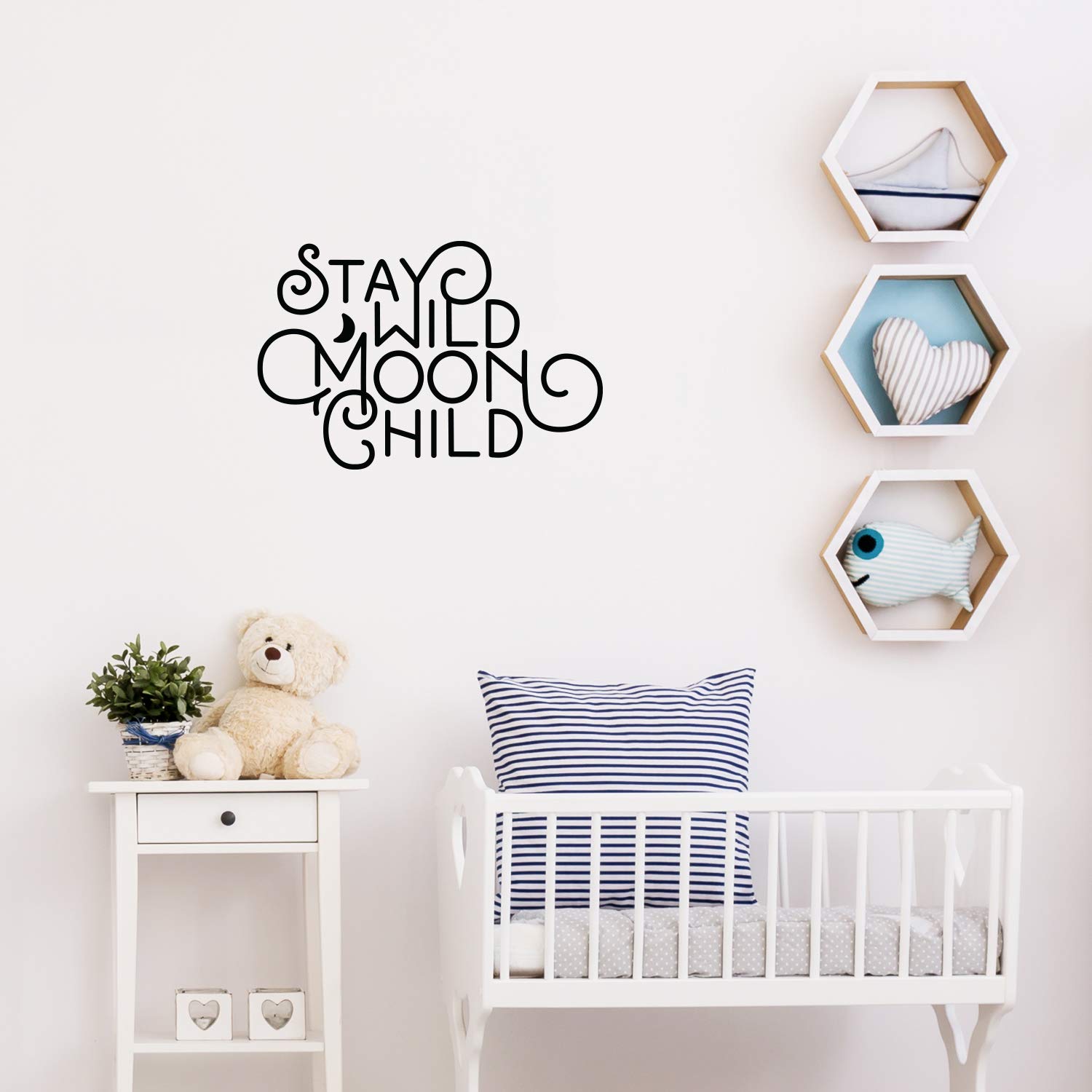 Vinyl Wall Art Decal - Stay Wild Moon Child - 15" x 23" - Trendy Modern Fun and Free Bedroom Apartment Playroom Nursery Decor - Indoor Outdoor Home Living Room Household Quotes (15" x 23", Black)