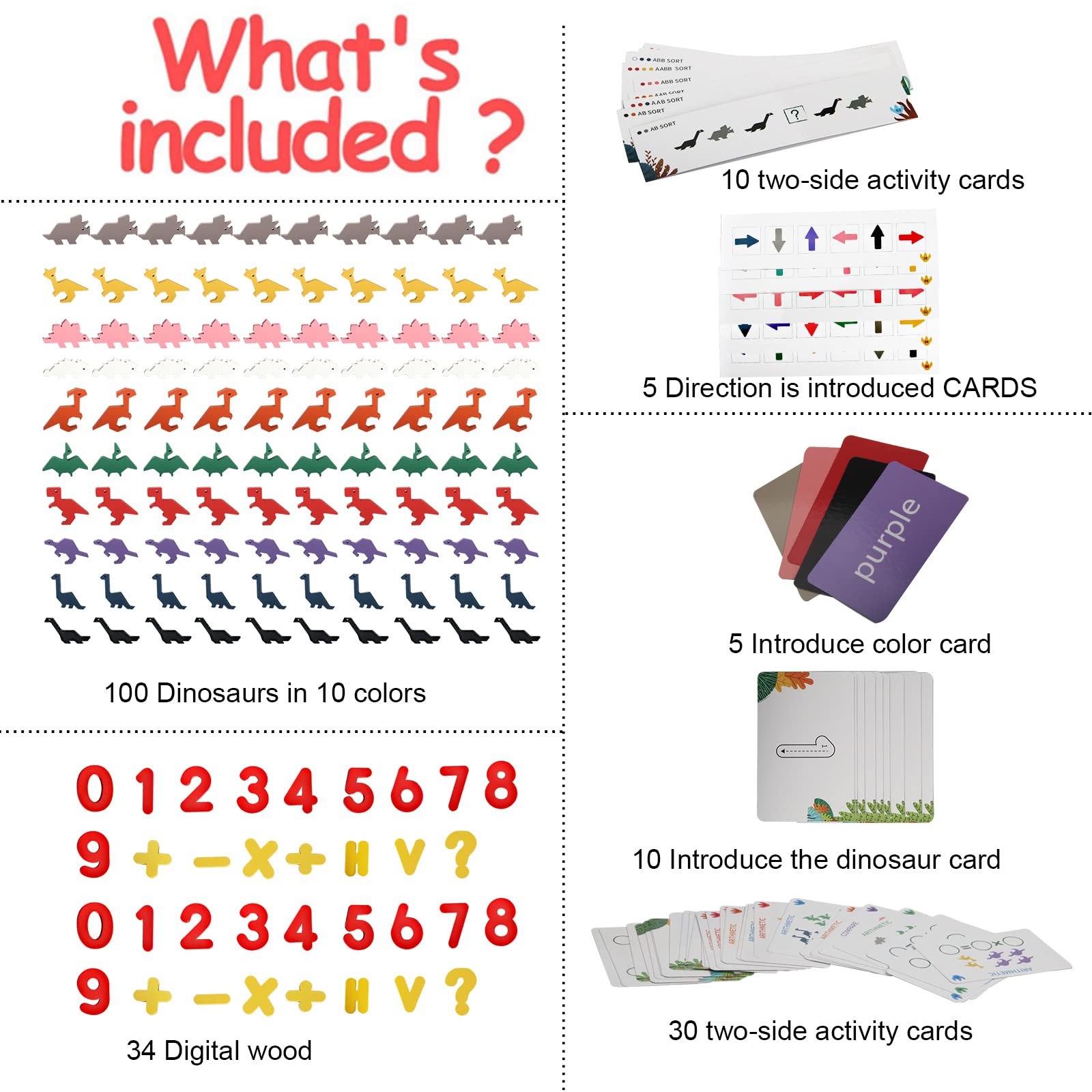 Counting Dinosaurs Toys with Matching Sorting Cards, Preschool Educational Toy for Matching, Counting and Sorting School Supplies Learning Activities Kids Age 4 5 6 7 Girls Boys Birthday Gift