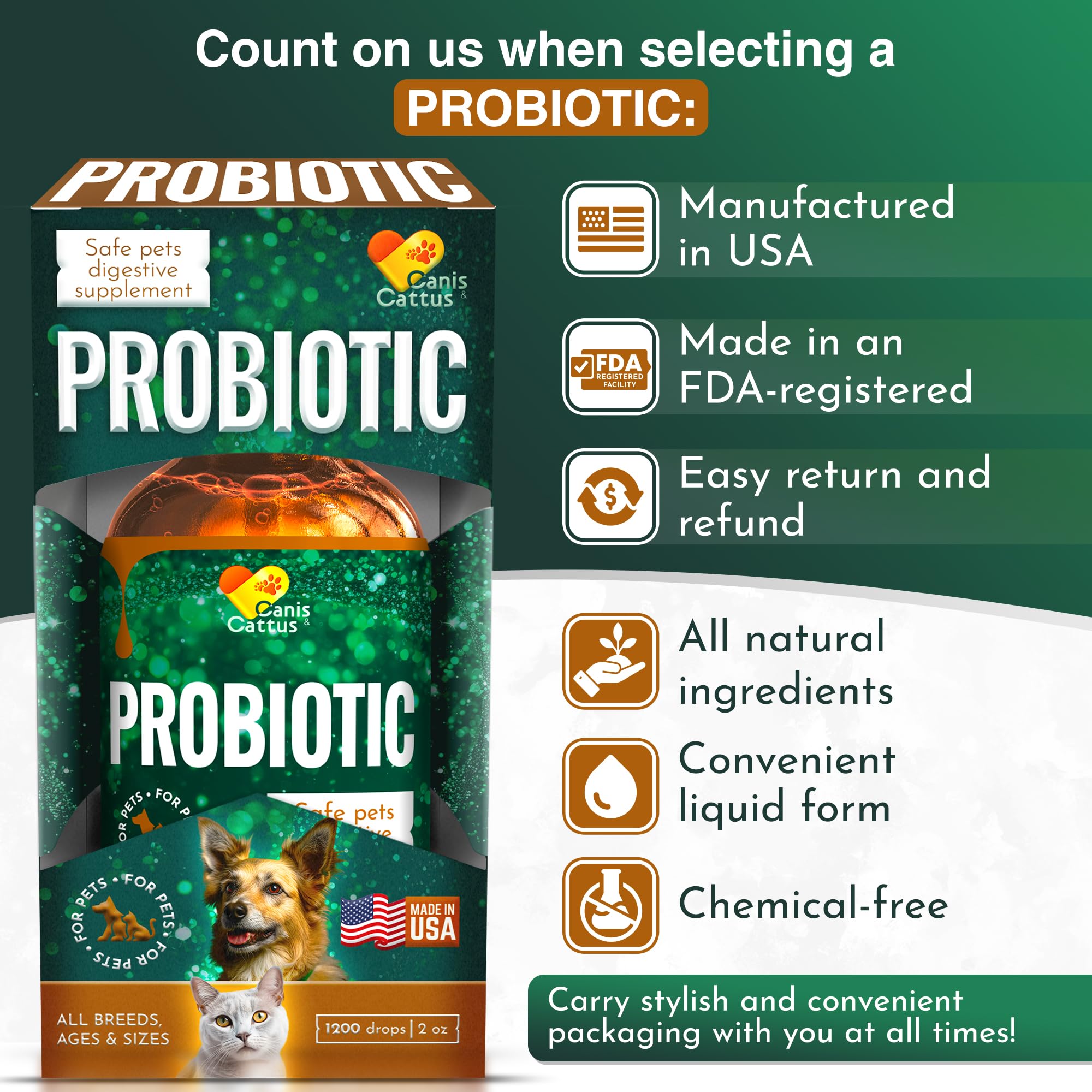 Dog and Cat Antibiotic | Probiotic for Cats & Dogs | Antibiotic for Cats & Dogs | Pet Antibiotic | Cat & Dog Probiotic Supplements | Bundle 2 Pack x 2 oz