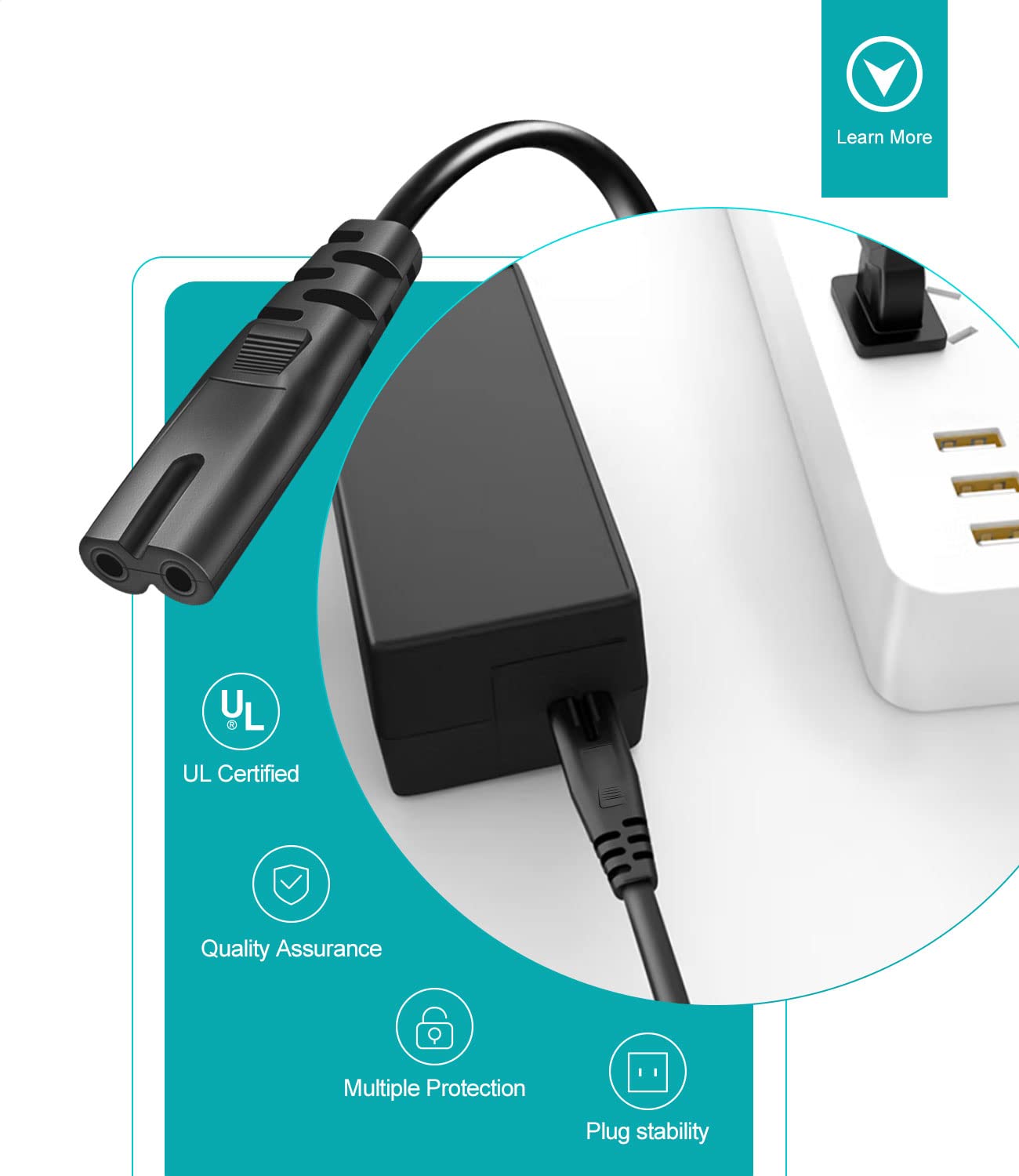 AC Power Cord for Xbox One S/X, Xbox Series X/S, Sony PS5, PS4, PS4 Slim, PS3 Slim Console Power Cable Replacement Power Supply Wall Cable - 6 Feet
