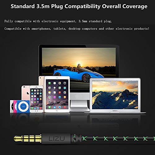 leqingchun Clip Type Earphones，Portable Stereophone Headphones,with Microphone and Call Controller Stereo Earphones,Suitable for Compatible with 3.5mm iPhone, Android Mobile Phone Blue