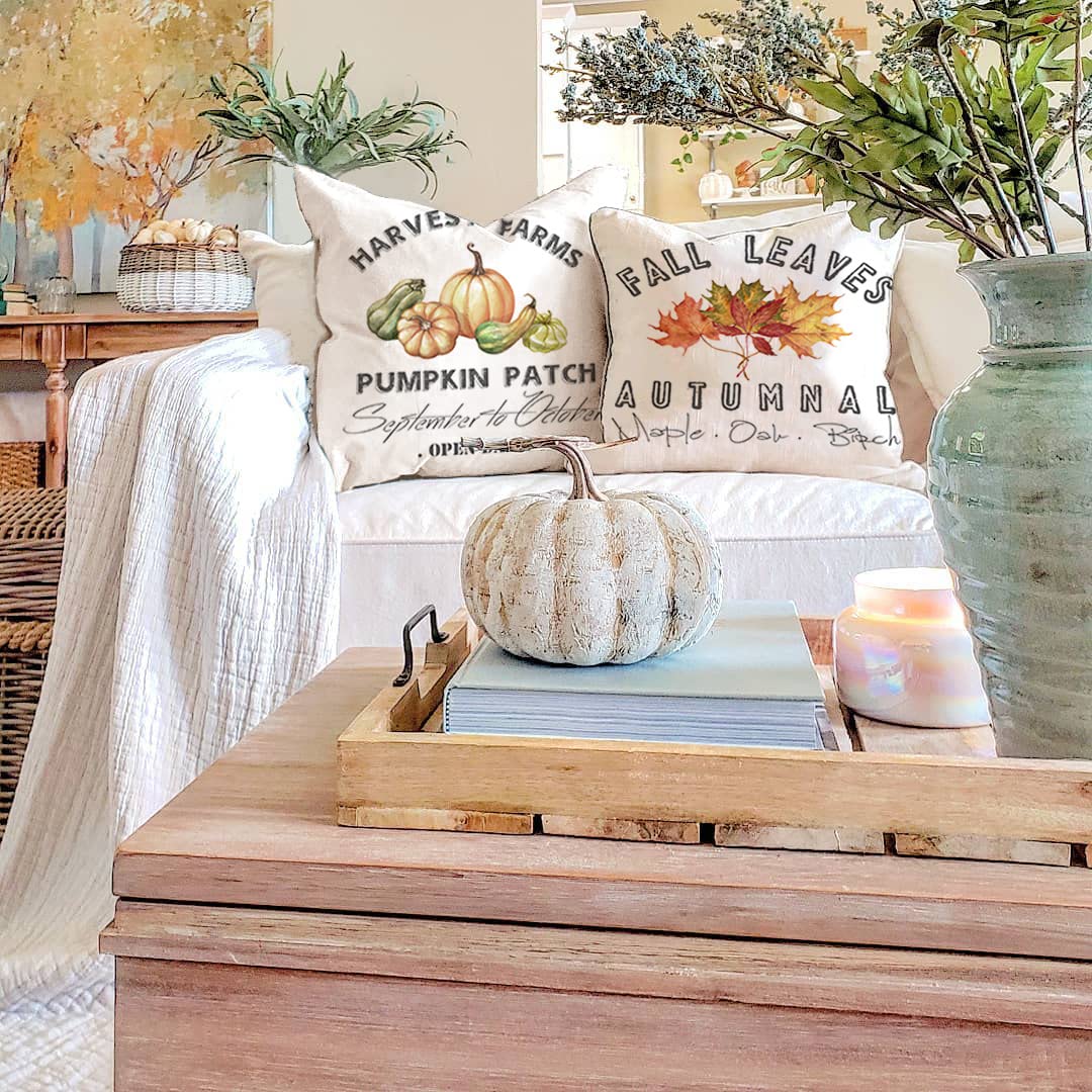 AENEY Fall Pillow Covers 18x18 inch Set of 4 Fall Decorations Orange Truck Pumpkin Throw Pillows for Fall Thanksgiving Farmhouse Decorative Pillows A254