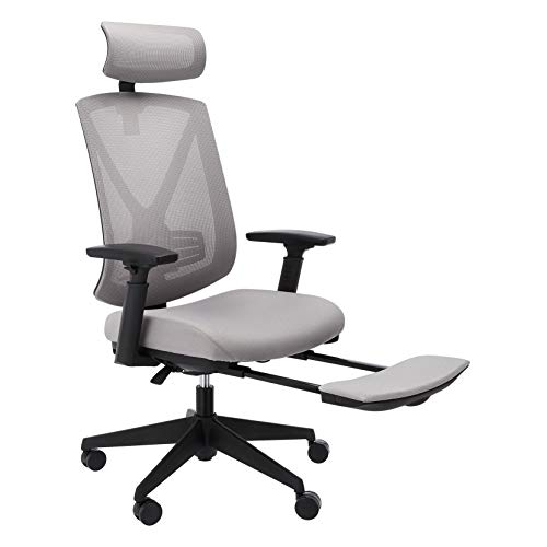 Amazon Basics Ergonomic High-Back Reclining Mesh Office Chair - Fabric Seat with Adjustable Lumbar Support, Gray