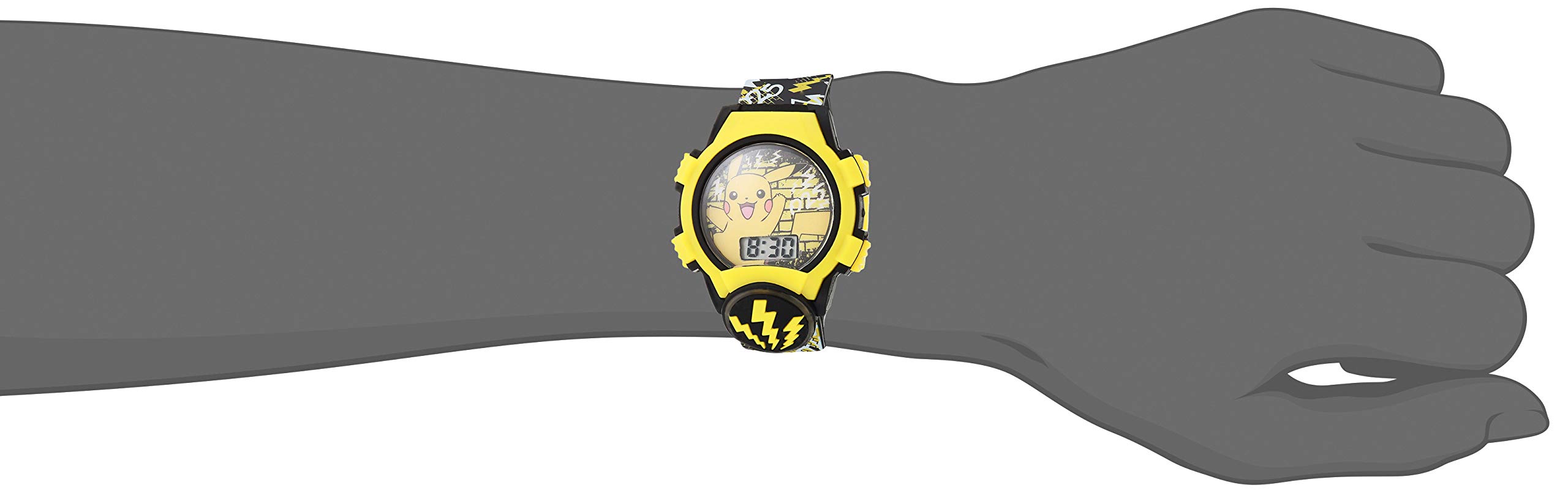 Accutime Pokemon Pikachu Digital Watch for Kids with Multicolor Flashing LED Lights, Durable Black and Yellow Plastic Strap - Ideal for Boys and Girls - POK4214AZ
