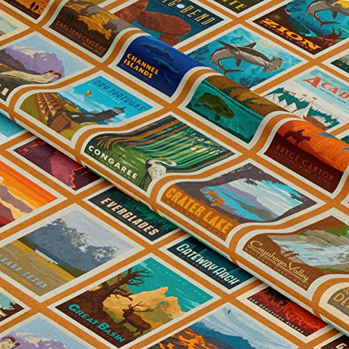 Riley Blake National Parks Posters 20" Panel Sand, Fabric by the Yard