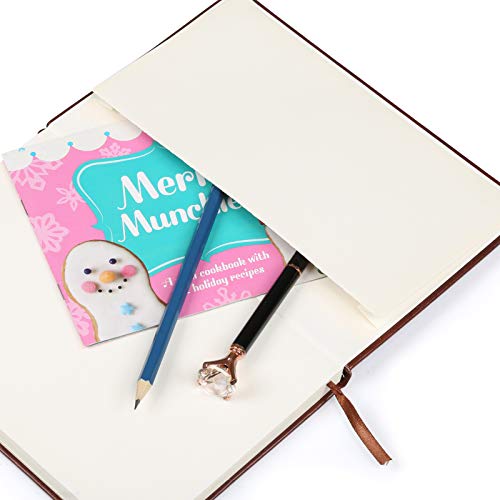 Kesoto A5 Classic Ruled Leather Hardcover Writing Notebook 5.7'' x 8.5'' Lined Journal Diary with Elastic Closure and Expandable Paper Pocket (200 Pages)
