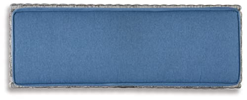 Signature Design by Ashley Naples Beach Casual Outdoor Bench with Cushion, Light Gray & Blue