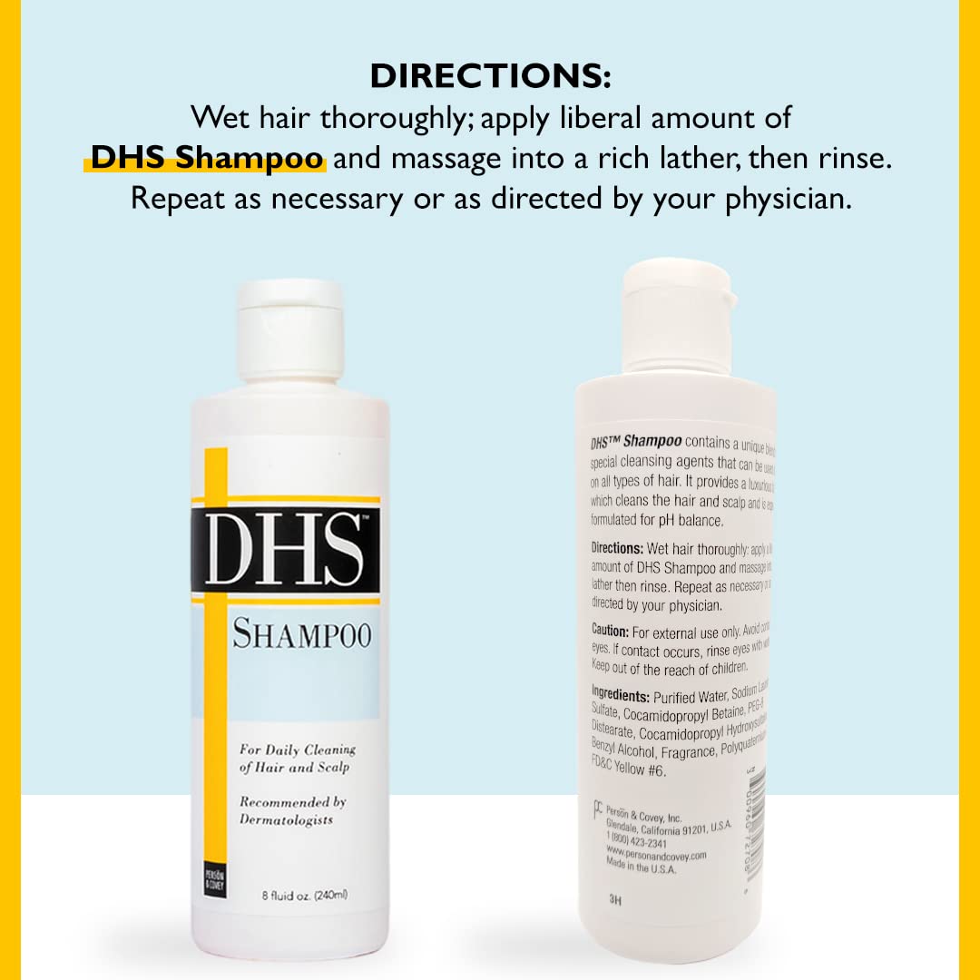 DHS Regular Scalp Shampoo 8 oz - Daily Hair Cleansing, pH Balanced Formula, Dissolves Dirt and Oil, Gentle Deep Clean with a Light, Fresh Scent (Pack of 1)