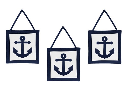 Sweet Jojo Designs Anchors Away Nautical Navy and White Boys Baby Bedding 11 Piece Crib Set
