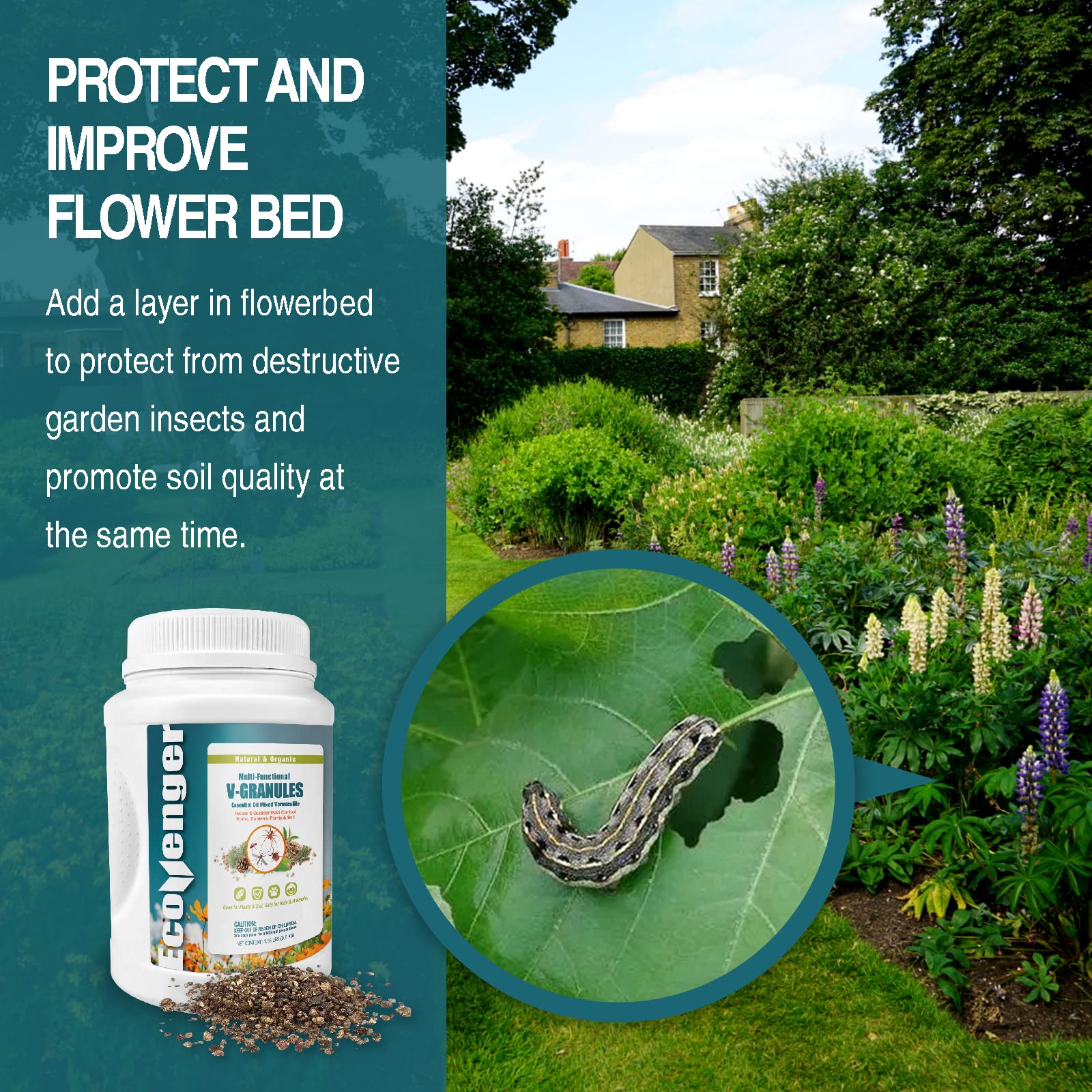 EcoVenger Multi-Purpose V-Granules 1.95LB Jug, Horticulture or Household Use for Indoor & Outdoor Protection Against Insects and Rodents, Improves Soil & Promotes Rooting, 100% Natural, Safe for Kids