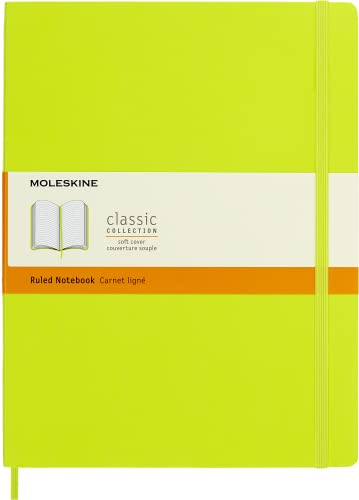 Moleskine Classic Notebook, Soft Cover, XL (7.5" x 9.5") Ruled/Lined, Lemon Green, 192 Pages