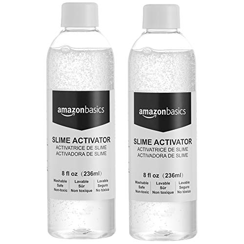Amazon Basics Glue Slime Activator Solution, Great for Making Slime, 2-Pack. 8-oz, Transparent