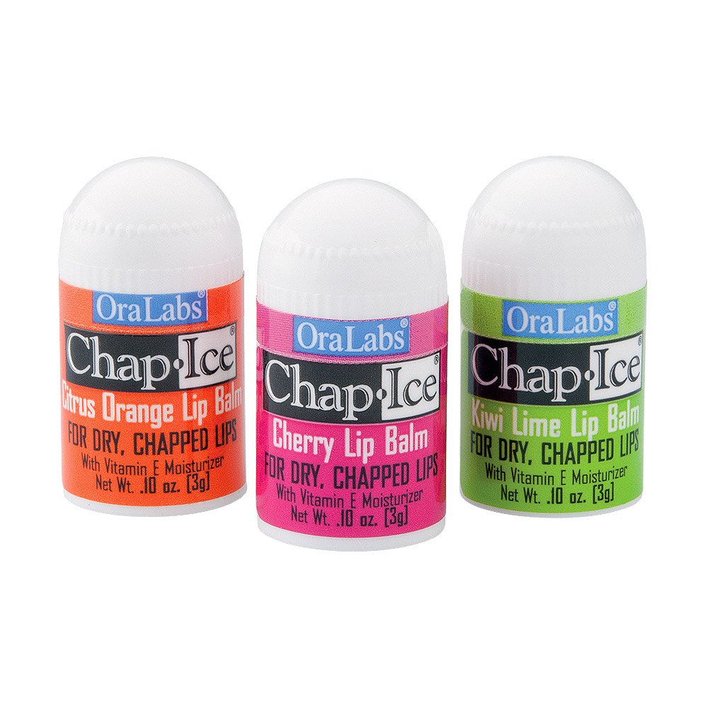 Chap-Ice | Assorted Mini Lip Balm with Fishbowl – Includes Cherry, Citrus-Orange and Kiwi-Lime - 120 count