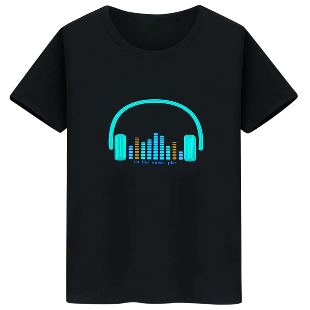 and Men Party T Up Activated Down Flashing DJ Glowing Disco Sound LEDLight Shirt Button Down Shirts Slim Fit (Black, M)