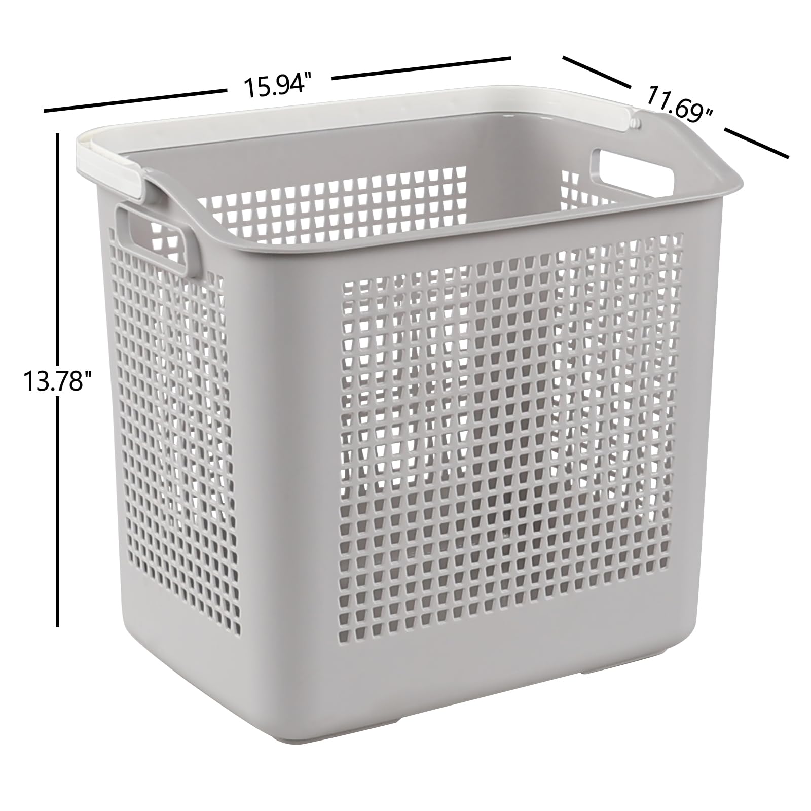 Xeabia 42 L Plastic Dirty Clothes Hampers with Handles, Large Plastic Laundry Baskets, Gray, 4 Packs