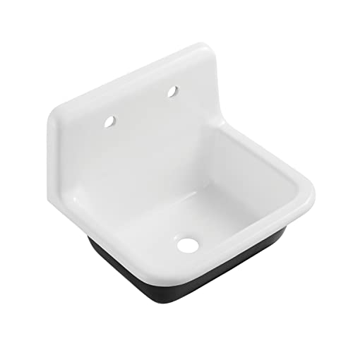Kingston Brass GCLWS22187 Petra Galley 22" x 18" Cast Iron Wall Mount Utility Sink, White