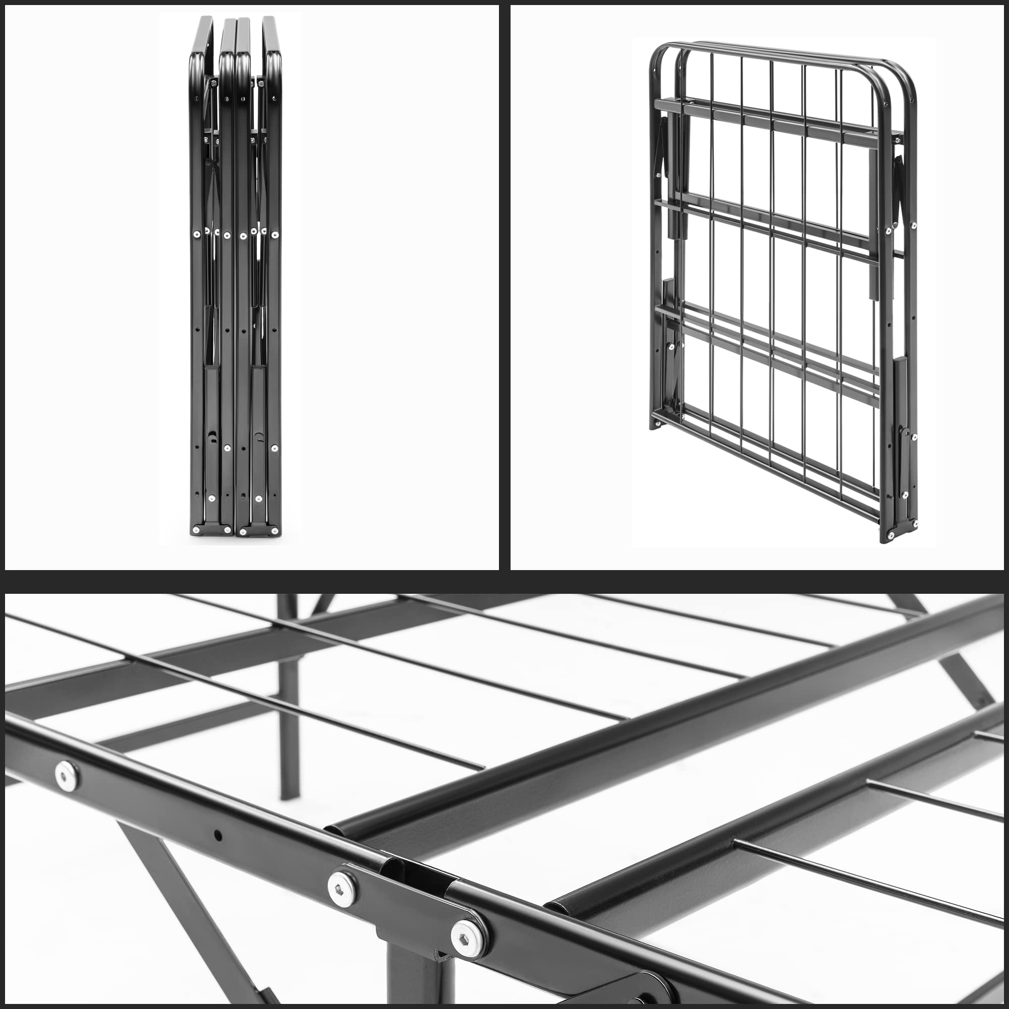 Spinal Sleep, 14-Inch Quickbase Metal Platform Bed Frame Foundation with 5" Medium Firm Tight Top High Density Foam Mattress, 75 x 30, Gray