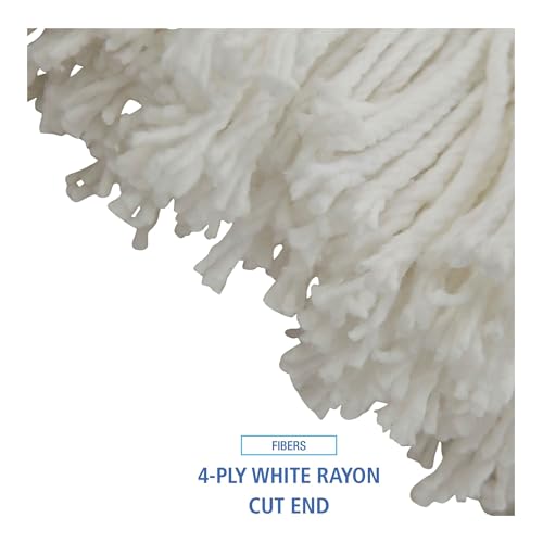 Boardwalk Cut-End Lie-Flat Wet Mop Head, Rayon, 16oz, White, 12/Carton