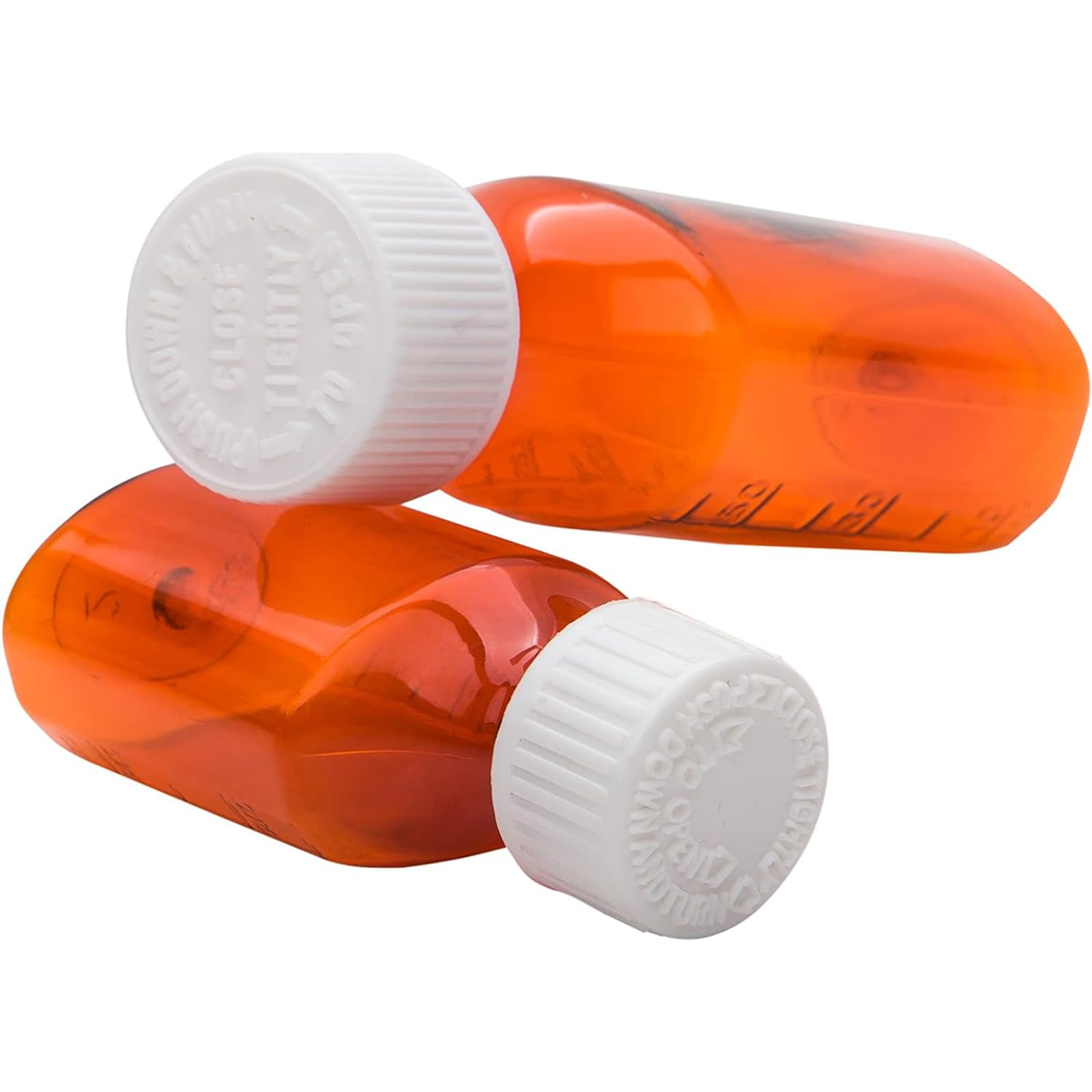 AVG Packaging Supplies Liquid Amber Oval Sample Bottles with Push & Turn Caps โ Child Resistant Pharmacy Prescription Medicine Containers, 1oz Vials (50ct)