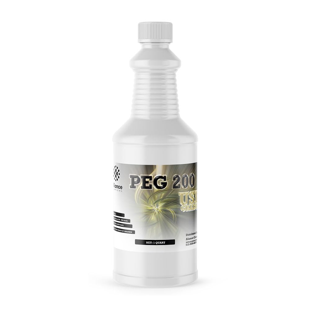 Polyethylene Glycol 200 (PEG 200) - 1 Quart Bottle (32 fl oz.) - Versatile Polymer Used in pharmaceuticals, Cosmetics, and Personal Care Products for its lubricating and moisturizing Properties.