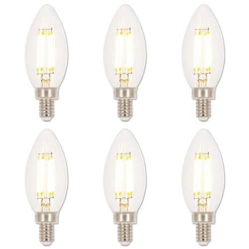 Westinghouse 5271020 4.5 Watt (60 Watt Equivalent) B11 Dimmable Clear Filament LED Light Bulb, Candelabra Base, 6 Pack