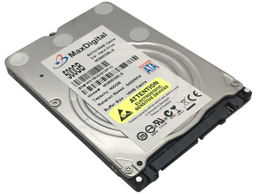 MaxDigital 500GB 5400RPM 16MB Cache SATA 6Gb/s 7mm 2.5in Notebook/Mobile Hard Drive (MD500GLSA1654S) - 2 Year Warranty