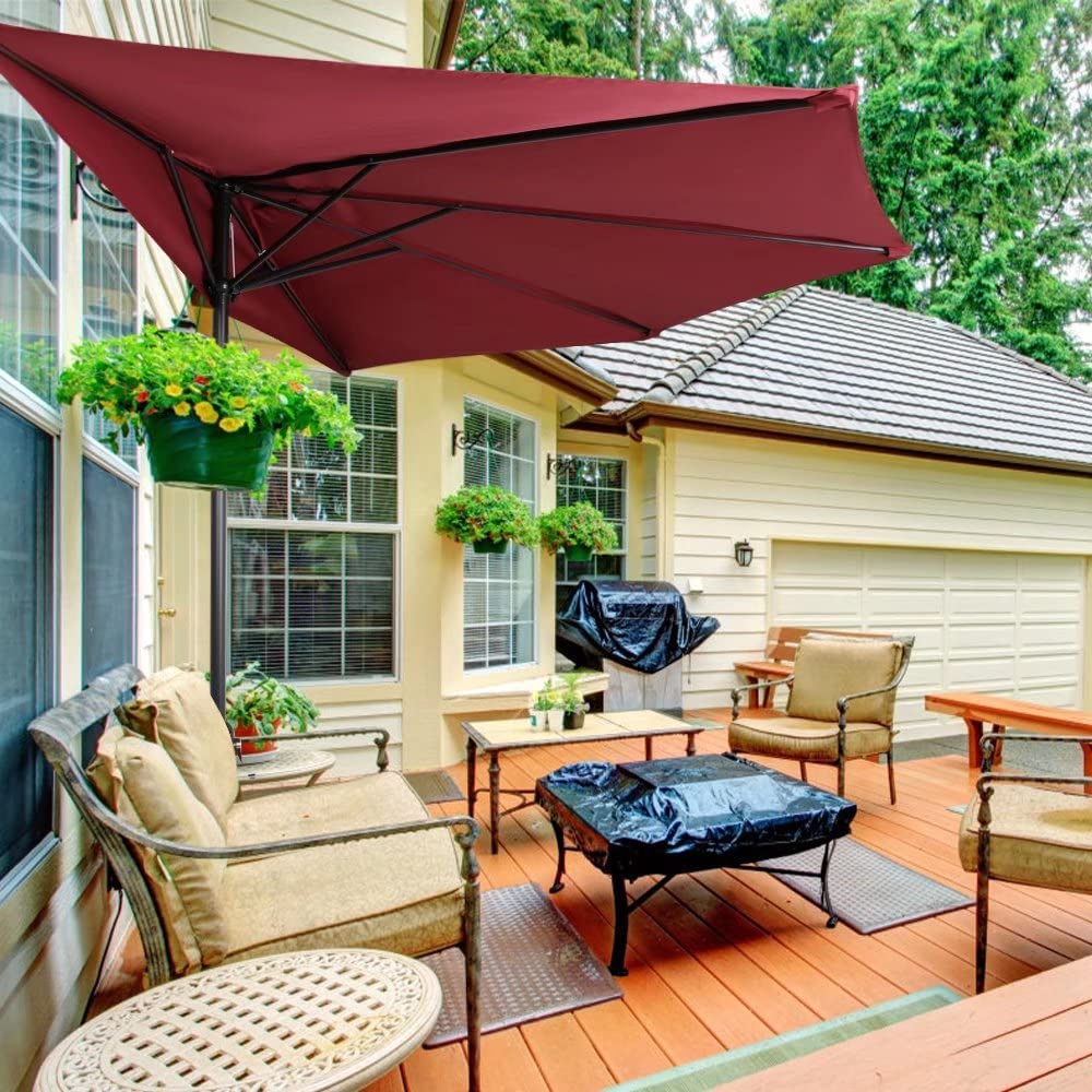 ABCCANOPY Patio Umbrella 11FT - Outdoor Half Umbrellas for Patio, Backyard, Garden, Deck (Burgundy)