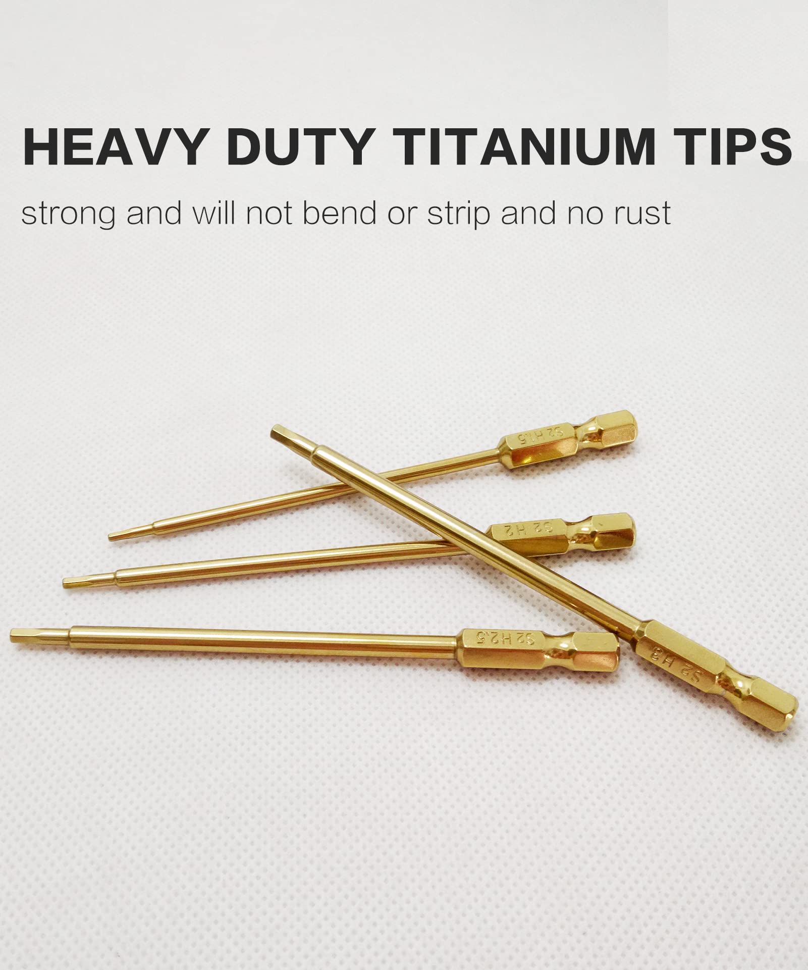 VICRAZZE RC Hex Bit Set 1.5, 2.0, 2.5 & 3.0mm Hex Head Allen Wrench Drill Bit S2 Steel 1/4" Hex Shank 100mm Long for Screwdrivers Bit Electric Screwgun Power Drill RC Repair Working Tools