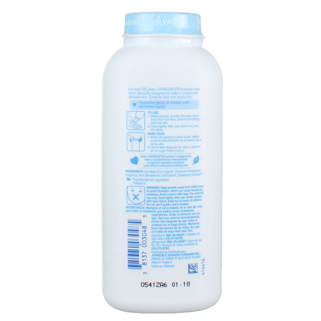 Johnson's Baby Powder with Naturally Derived Cornstarch Aloe & Vitamin E, Hypoallergenic, 9 oz (Pack of 3)