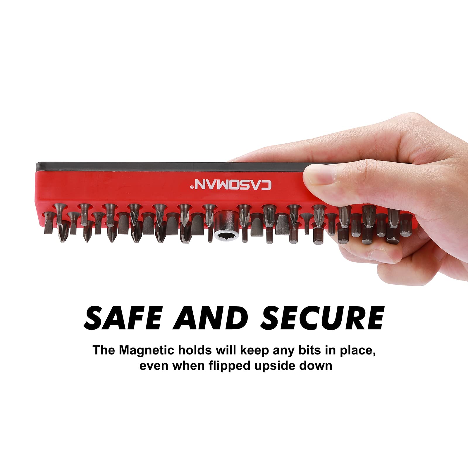 CASOMAN 2PCS 1/4" Hex Bit Organizer with Magnetic Base - Red & Blue, 86 Hole Bit Organizer with Strong Magnetic Base, Magnetic Bit Organizer for Your Specialty