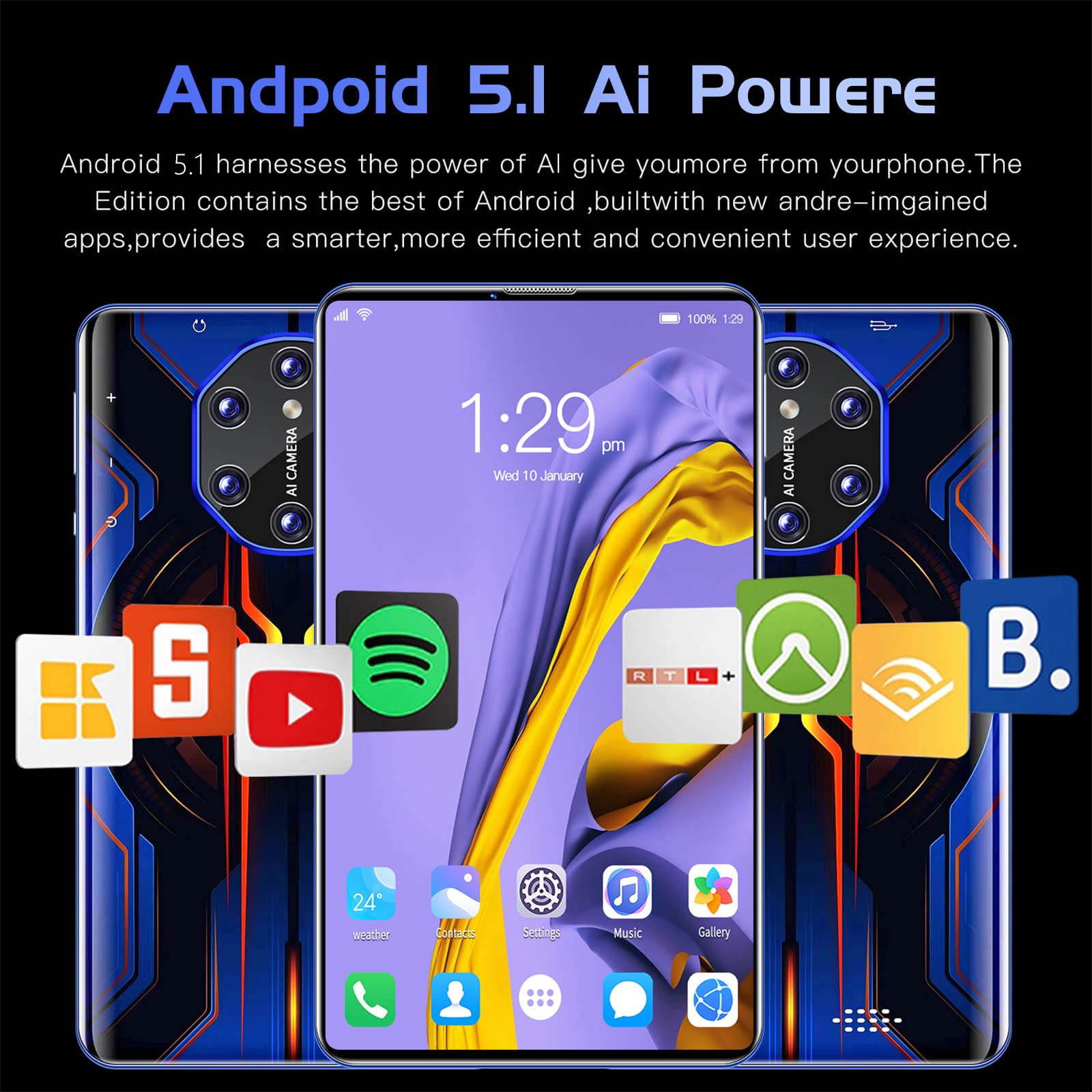 Android Tablet 5.1, All-New Fire 7.0 Inch Unlocked Phablet, 8 mm Thin Body Smart Tablet, Alloy Metal Cover, 1280 X 800 IPS HD Display, Long Battery Life, Dual Camera, 2GB RAM+16GB ROM (Orange)
