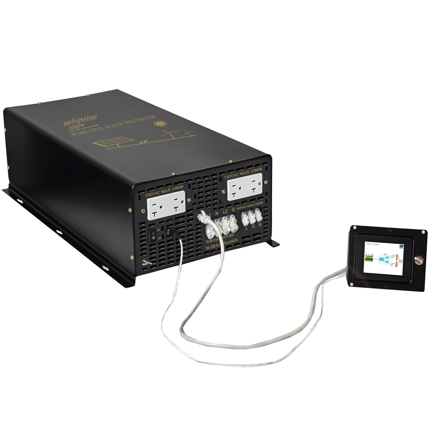 aeliussine 1000W Pure Sine Wave Power Inverter: 12V DC to 110V AC with LED Display and Remote Control for RV, Camping, Home Use