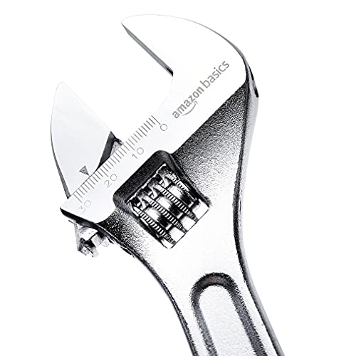 Amazon Basics 4-Piece Chrome-Plated Adjustable Wrench with Inch/Metric Scale, Includes: 6-Inch (152mm), 8-Inch (203mm), 10-Inch (254mm), 12-Inch (305mm)