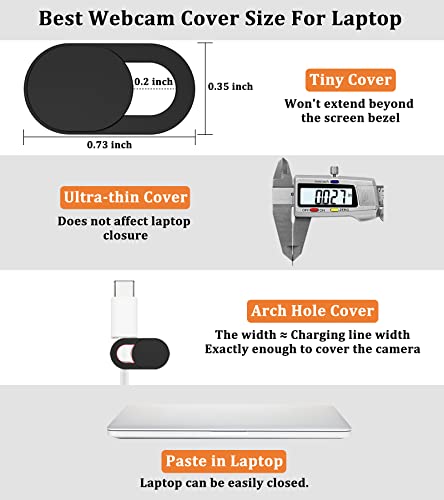 Webcam Cover (3 Pack), Yilador 0.03 inch Ultra Thin Laptop Camera Cover Slide for iPhone iPad MacBook Pro Computer iMac Cell Phone PC Accessories Camera Blocker Slider, Great for Privacy - Black