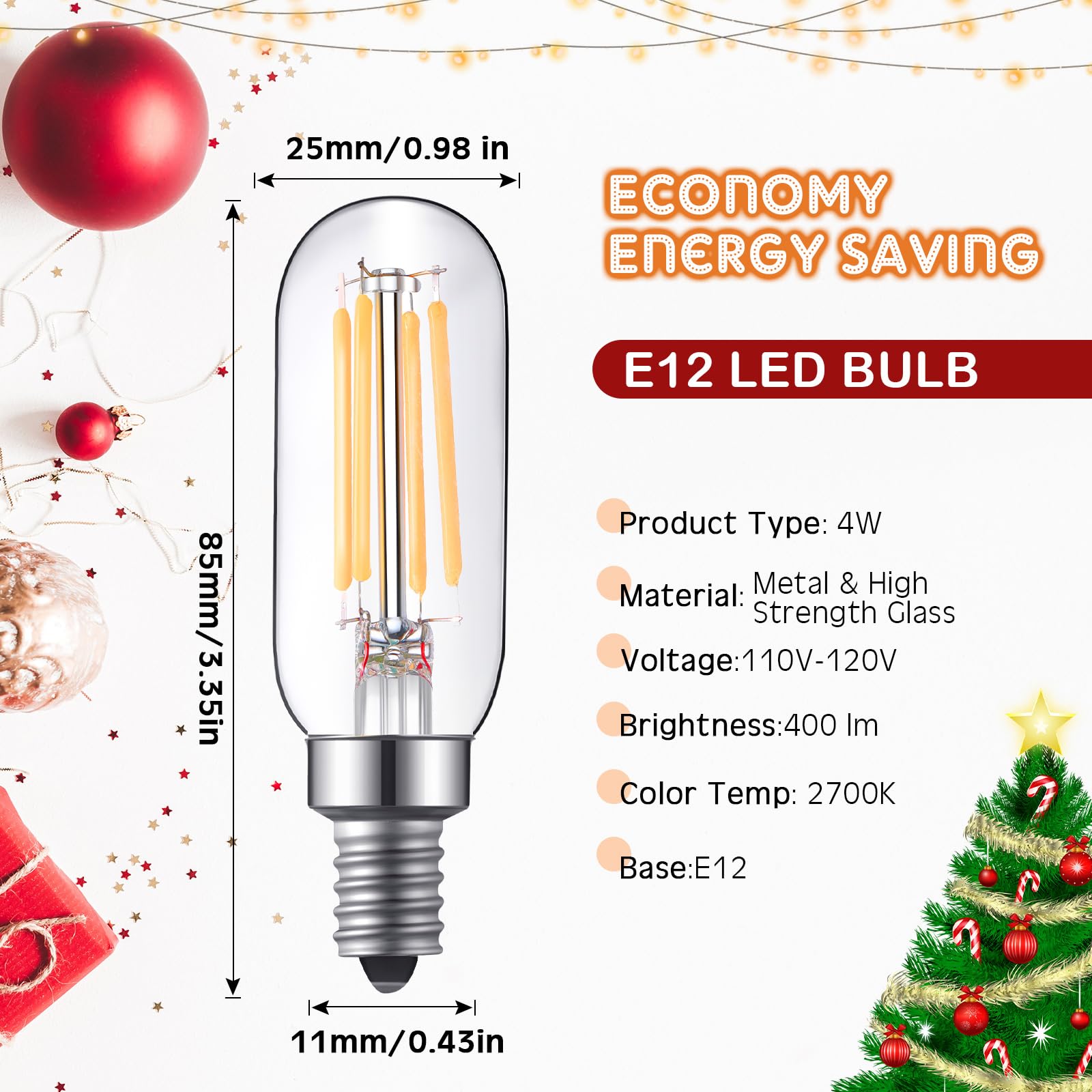 Baquler Medium Christmas Tree Wiring Kit, with 4 Watt LED Bulb, Ceramic Christmas Tree Replacement Lights, E12 Candelabra Base, Lamp Wiring Kit Nice for Desk Lamp Lighting and DIY Projects (1)