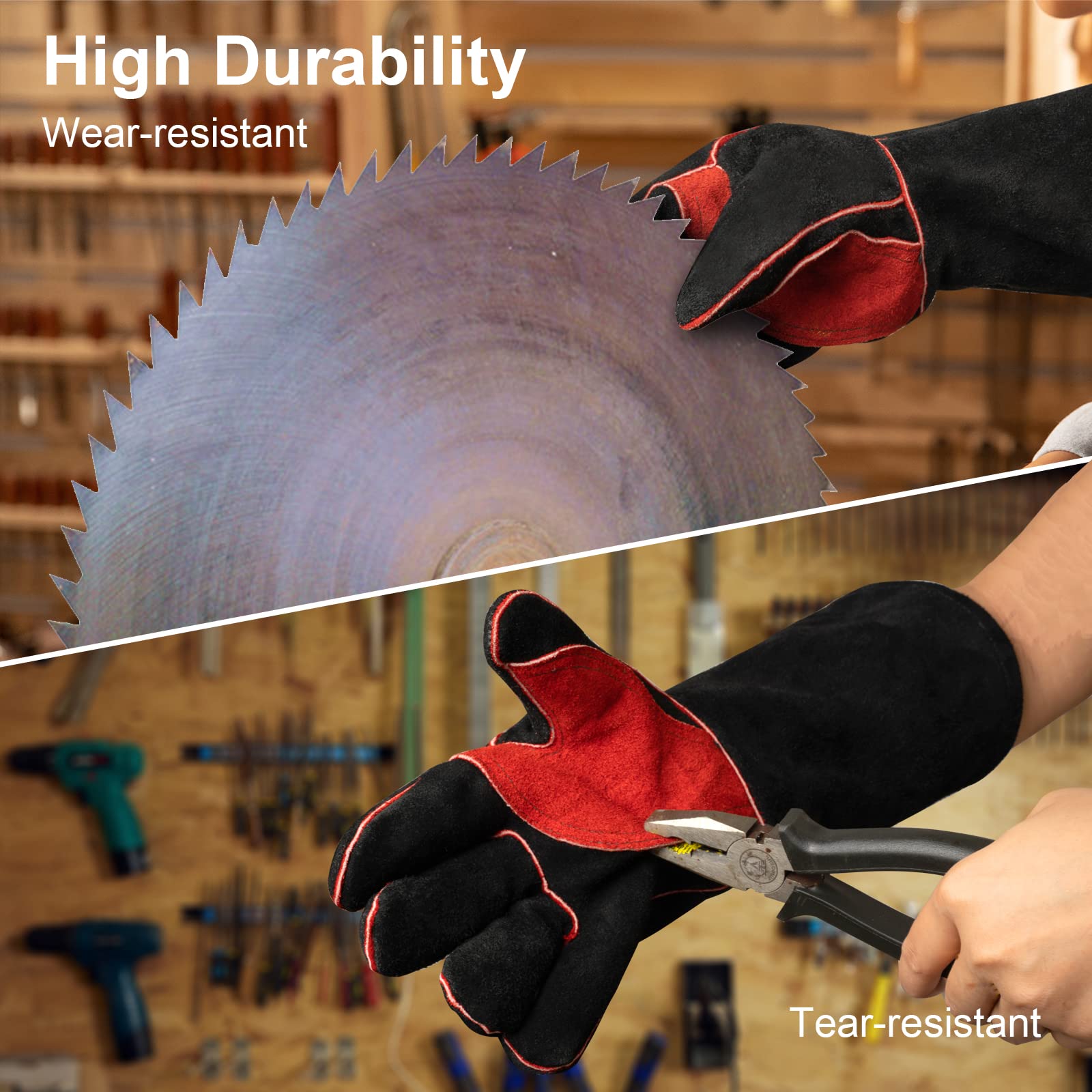 ARCCAPTAIN Leather Forge Welding Gloves, Heat/Fire Resistant 16 inches Gloves for Stick,Mig,Tig,Forge,BBQ,Grill,Fireplace,Wood Stove,Furnace,Oven,Pot