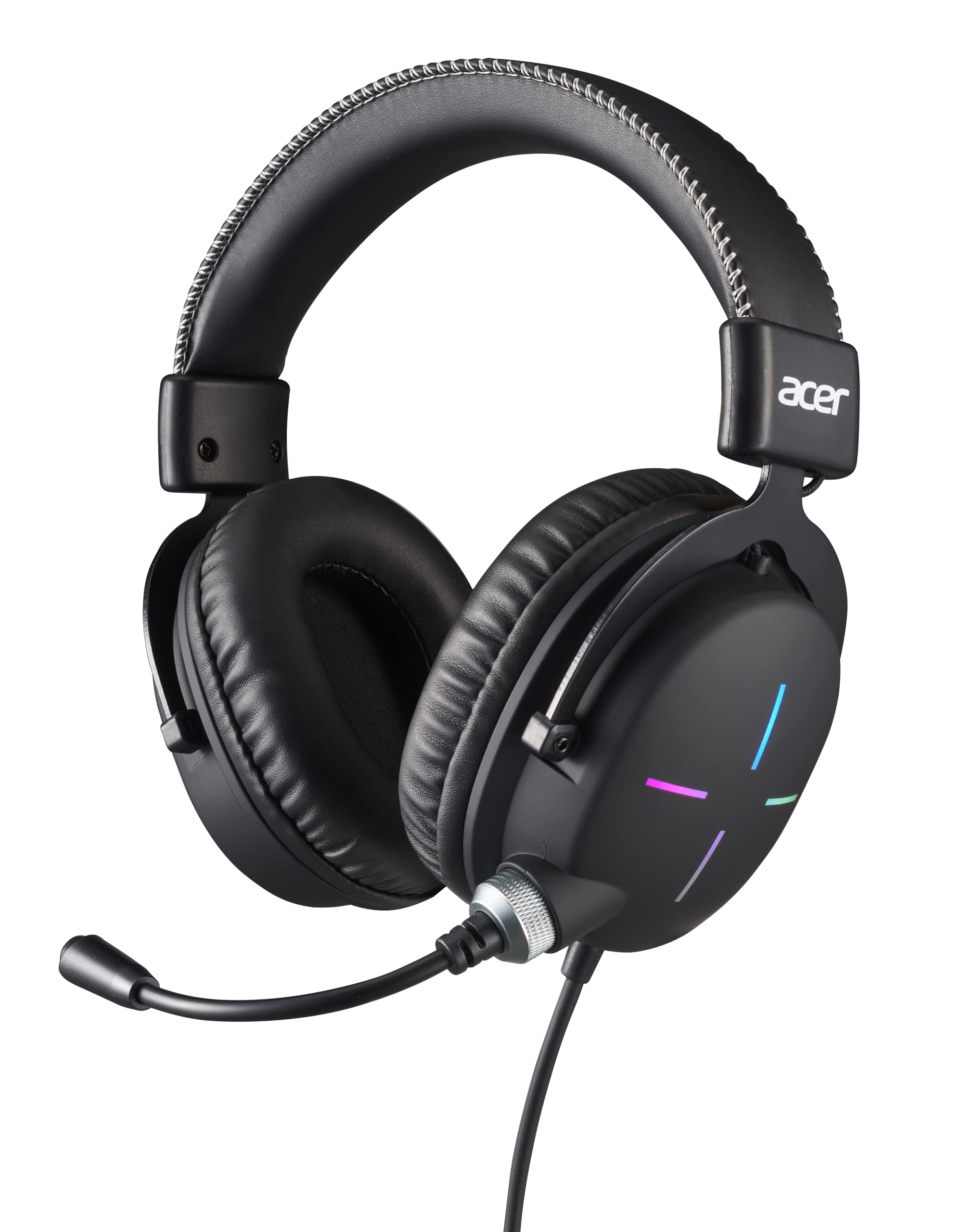 Acer Nitro Gaming Headset II: 50mm Drivers | Retractable Omni-directional Noise-Canceling Microphone with On-Cable Controls | Over-Ear Design with RGB Lights