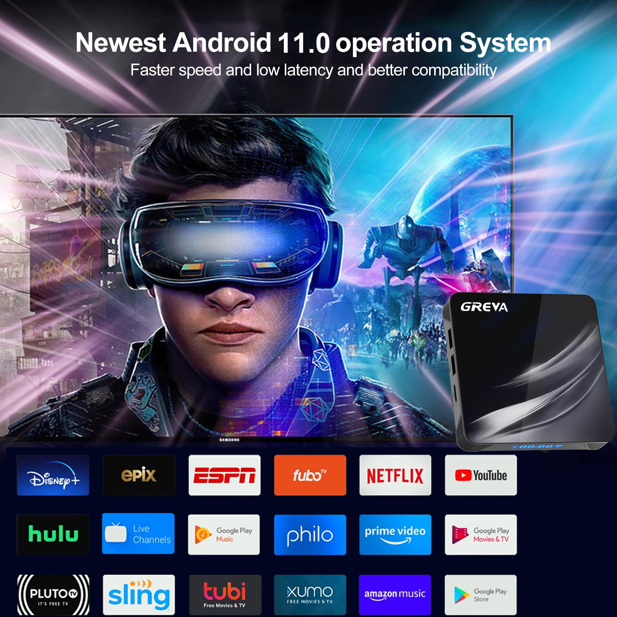 Android TV Box 11.0 Amlogic S905W2 Android Box 4GB RAM 32GB ROM with 2.4G/5G Dual WiFi and BT 5.0 Smart TV Box Support 1080P Ultra HDR 4K Streaming Media Player