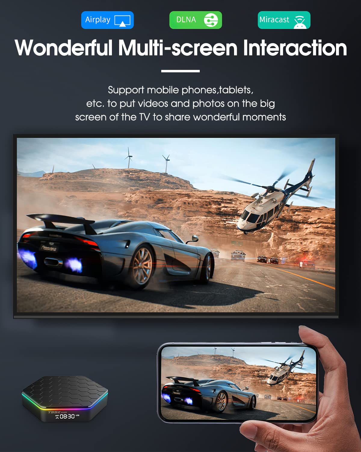 Android TV Box 12.0, T95Z Plus Smart TV Box H618 4GB 32GB Support 2.4G/5.8G WiFi6 Bluetooth 5.0 with Mini Backlit Keyboard Ethernet LAN 3D/6K Video Android Box Set Top TV Box