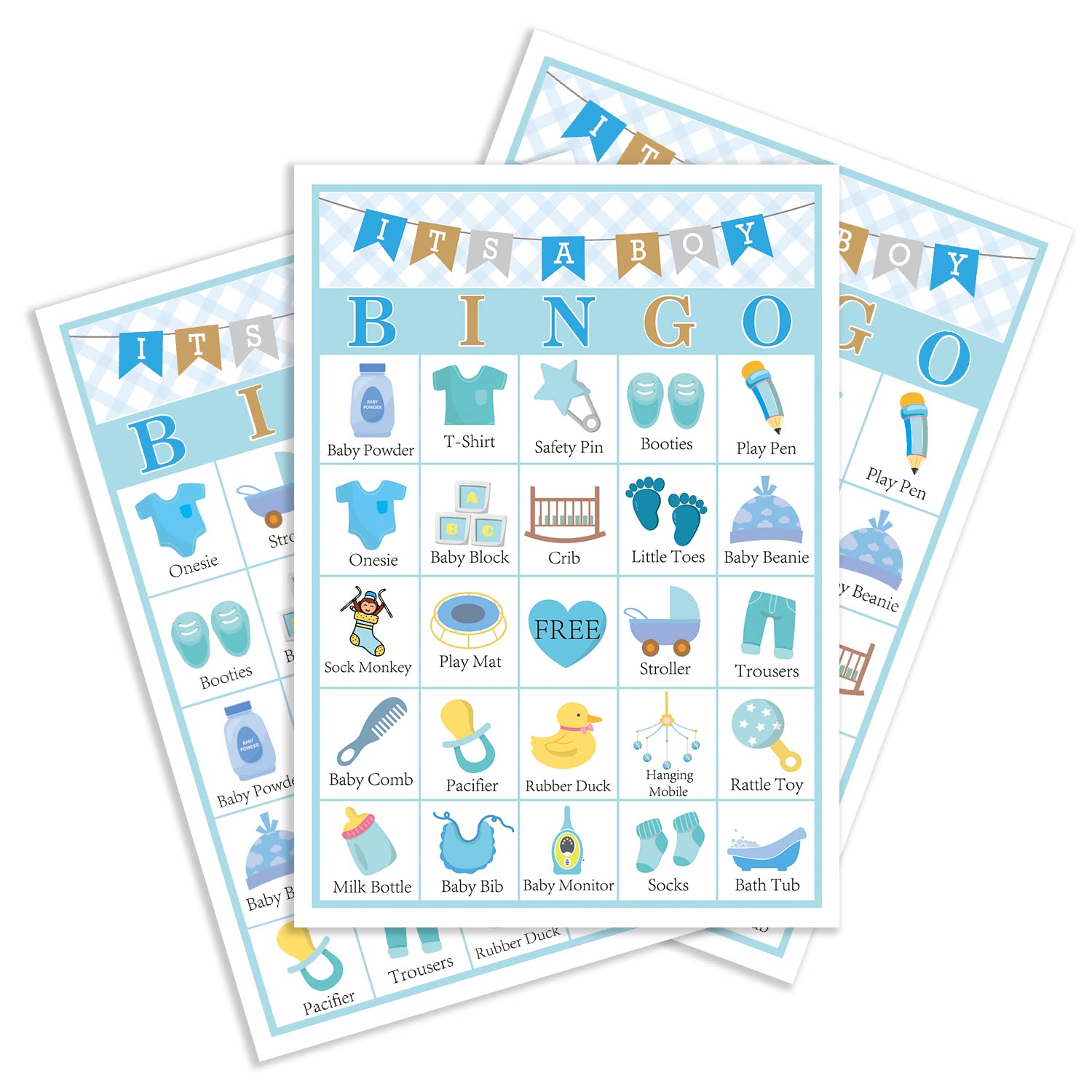 Baby Shower Bingo Games, Baby Bingo for Baby Shower, Baby Boy Bingo Game, Gender Reveal Games, Baby Shower Decorations Favors, 24 Players Bingo Games for Baby Shower, Gender Reveal Party (A01)