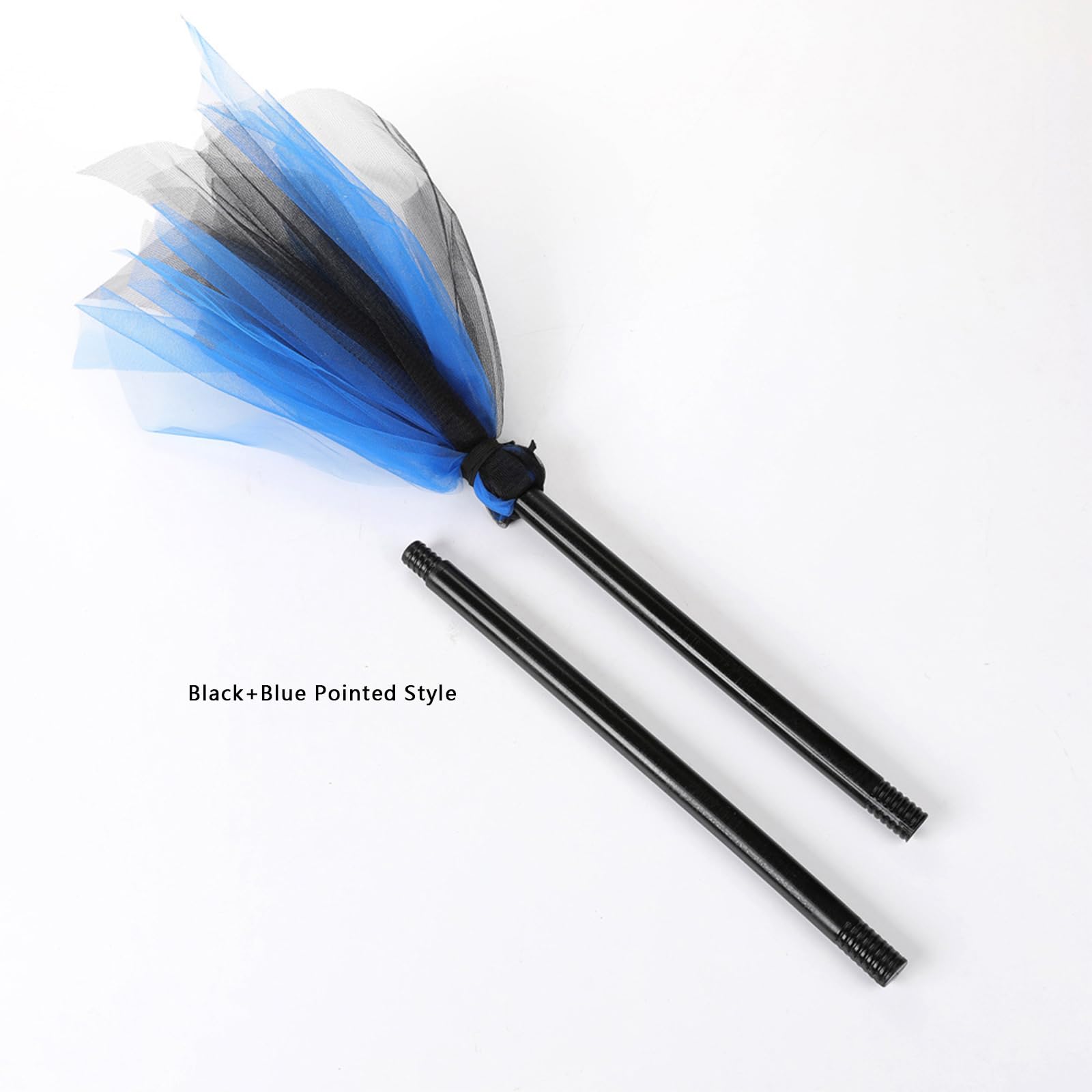 Halloween Witch Broom Retractable Straw Witch Broomstick Cosplay Broom Props Wizard Flying Costume for Halloween Party Decor (Black White, One Size)