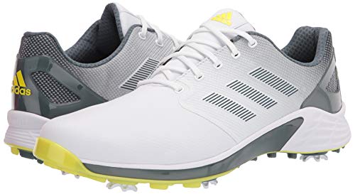 adidas mens Zg21 Golf Shoe, White/Acid Yellow/Blue Oxide, 10 US